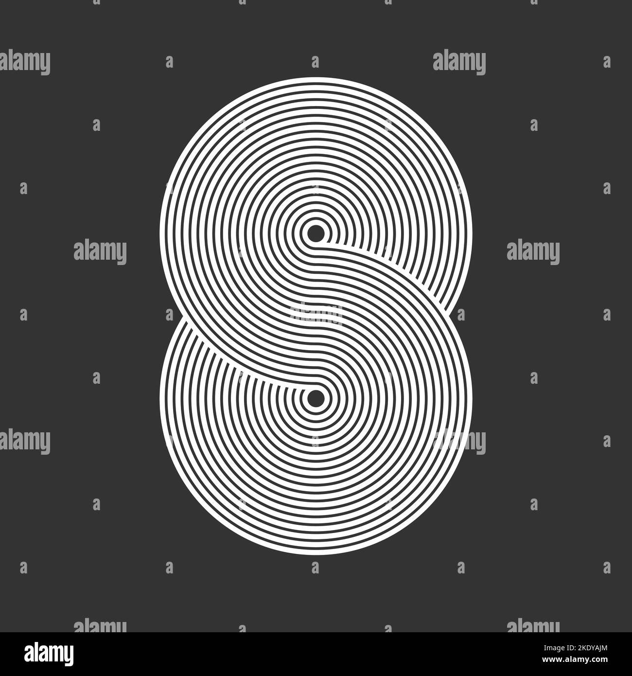 Striped lines in a shape of a number 8. White Celtic knot pattern on a ...