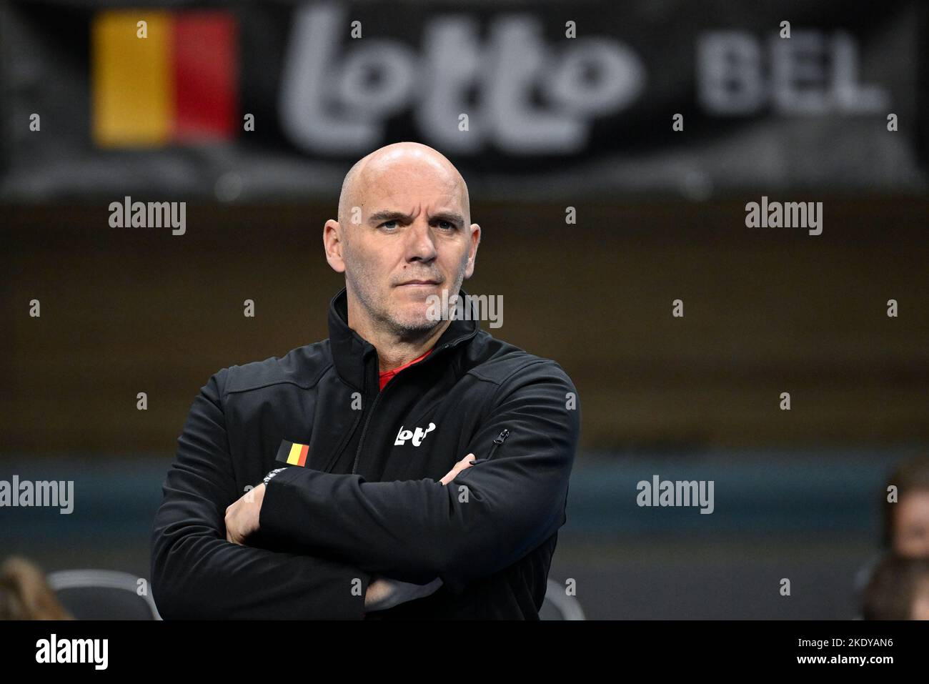 Belgian captain Johan Van Herck pictured during a tennis match between ...
