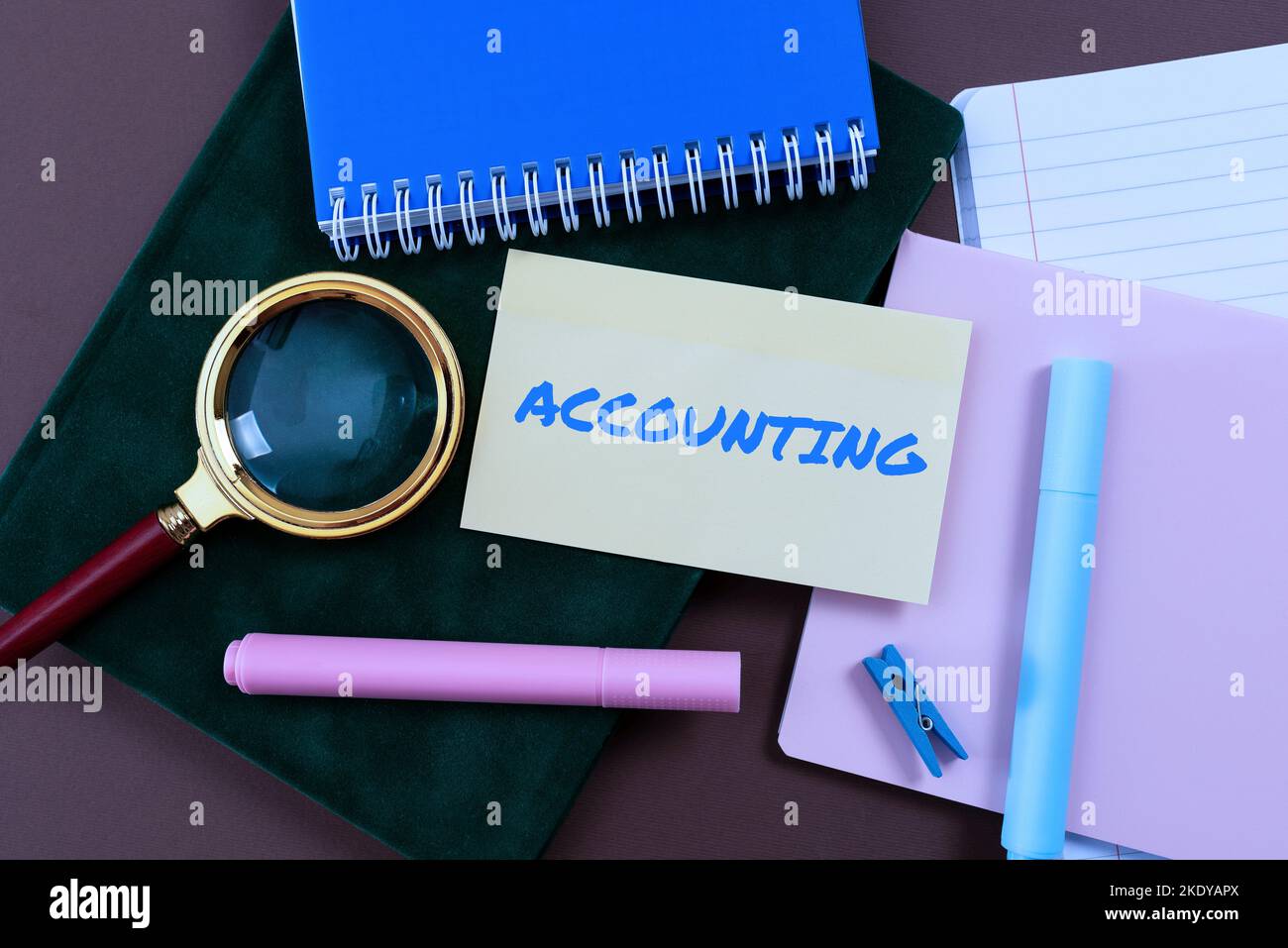 Text caption presenting Accounting, Word Written on system of ...