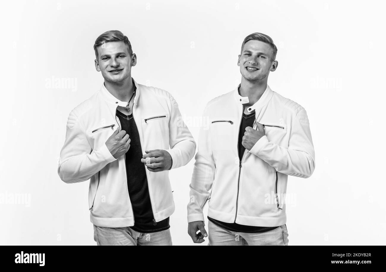 young twin brothers with similar appearance, fashion Stock Photo - Alamy