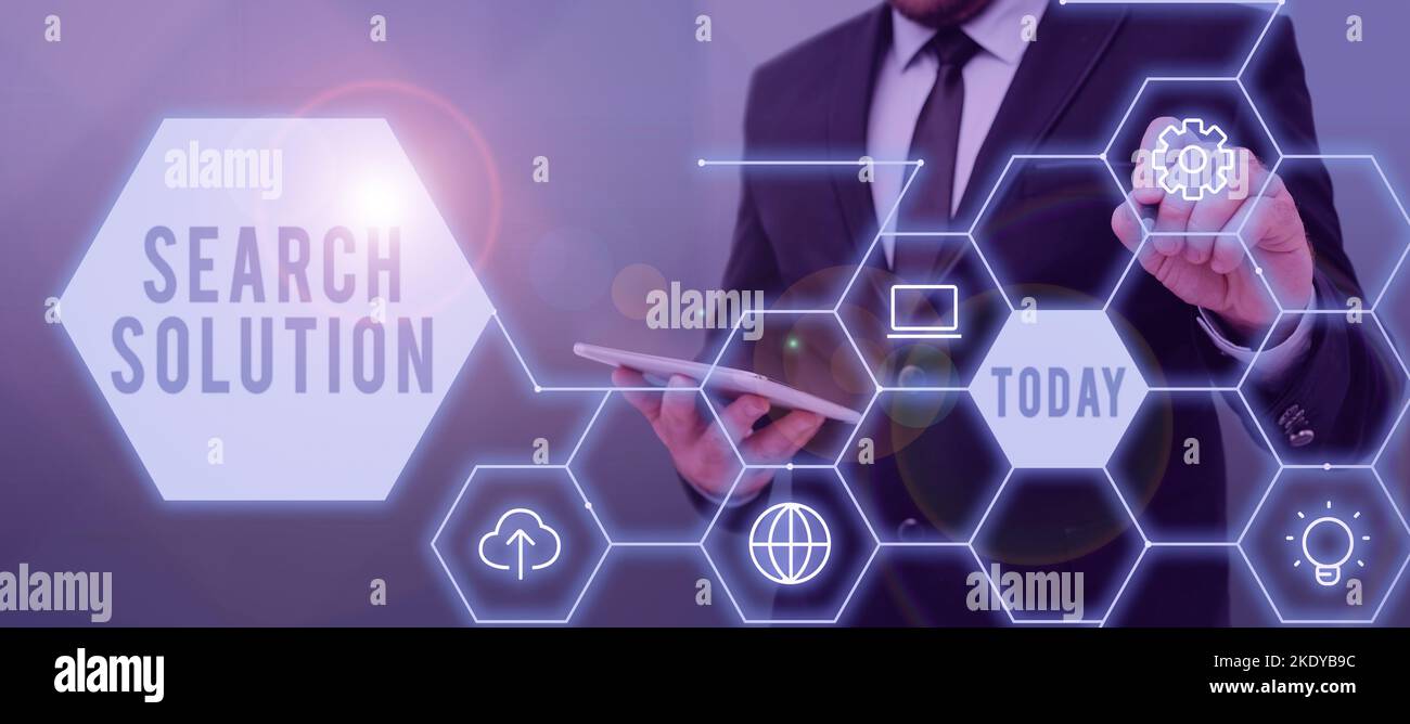 Inspiration showing sign Search Solution, Business overview finding the ...