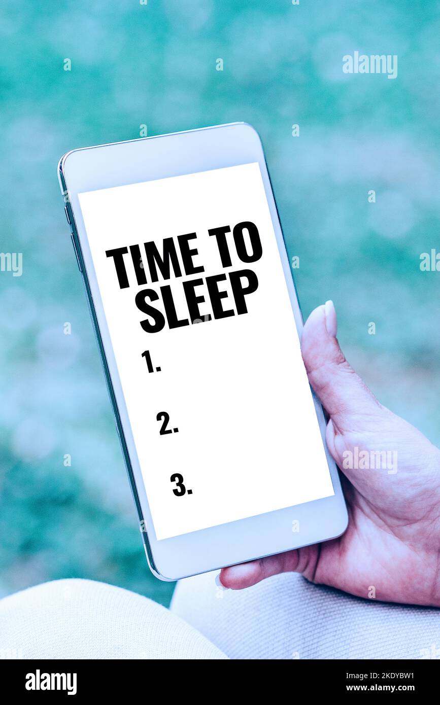 Conceptual caption Time To Sleep, Word Written on a natural period of ...