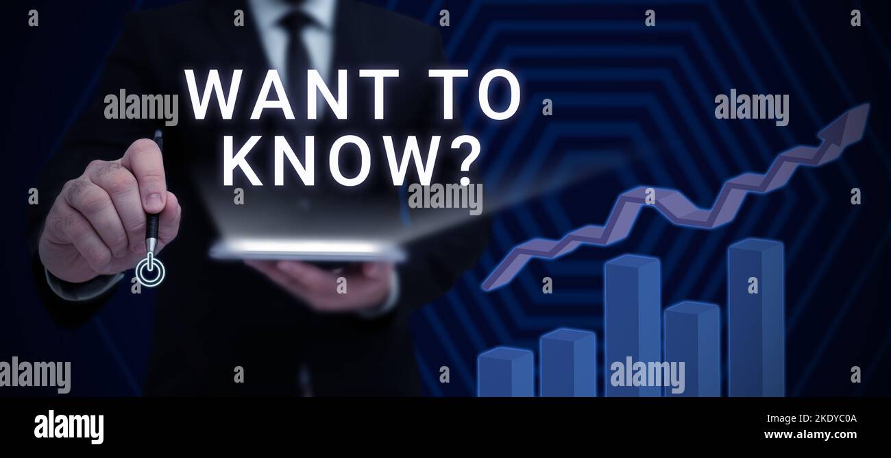 Hand writing sign Want To Know Question, Business concept Request for ...