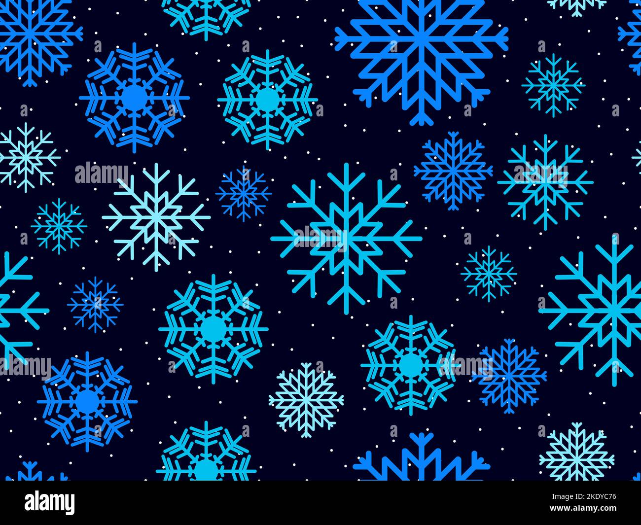 Snowflakes seamless pattern. Snowflakes of blue color on a black ...