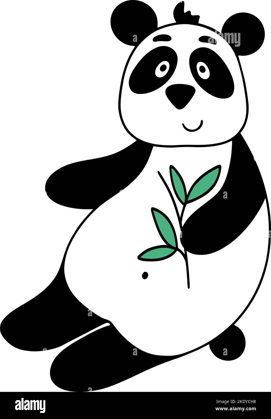Panda sitting with bamboo sprig isolated vector Stock Vector Image ...