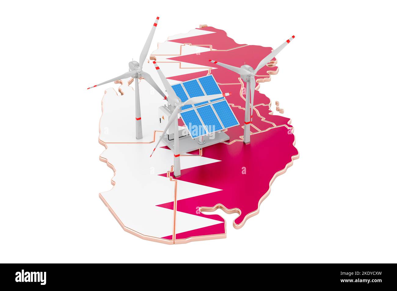 Renewable energy and sustainable development in Qatar, concept. 3D ...