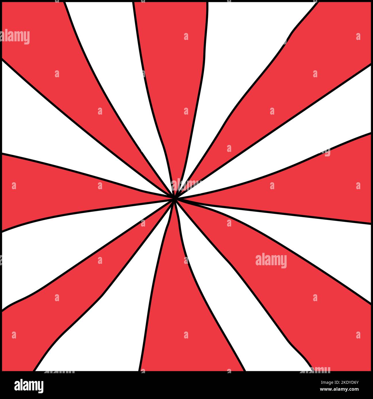 Vector abstract red and white illustration with black outline in retro ...