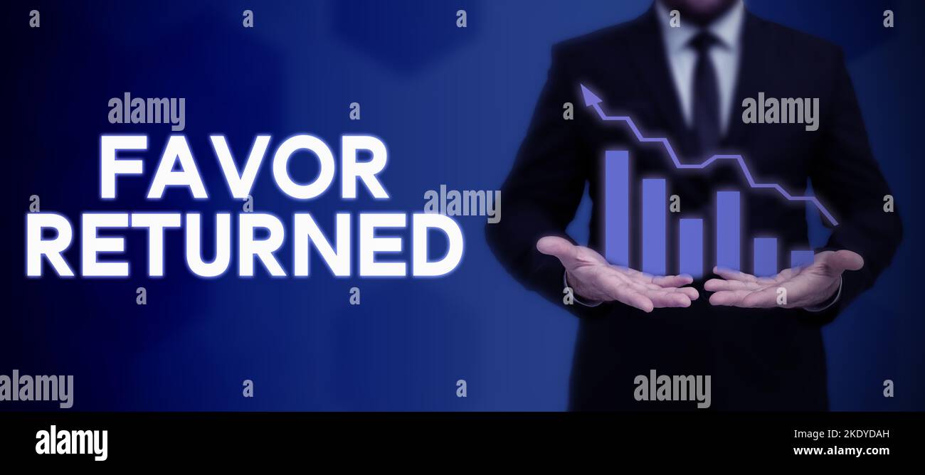 Text sign showing Favor Returned, Word Written on Good deed for someone ...