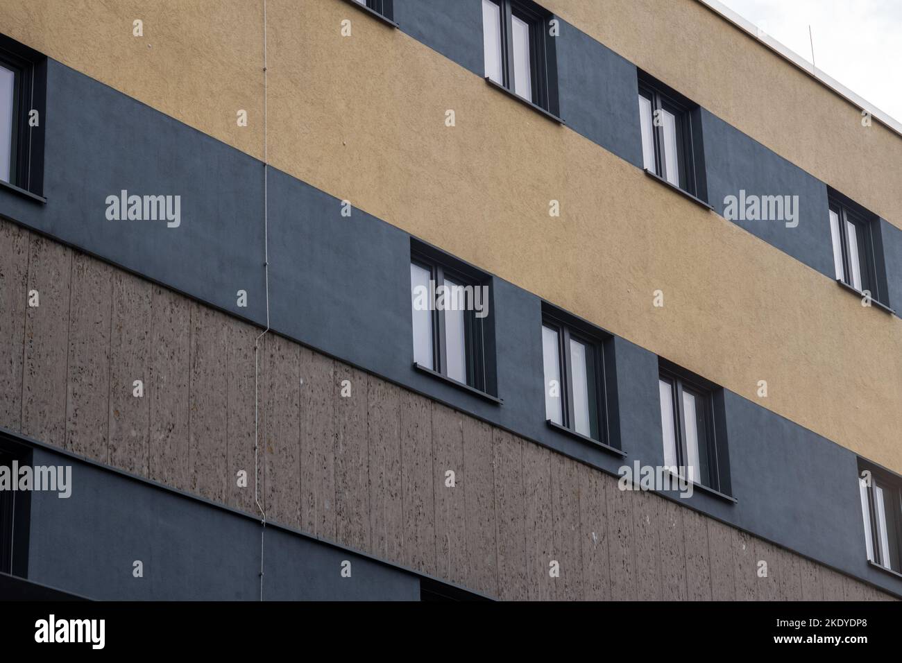 The exterior facade of a beautiful modern building with windows Stock ...