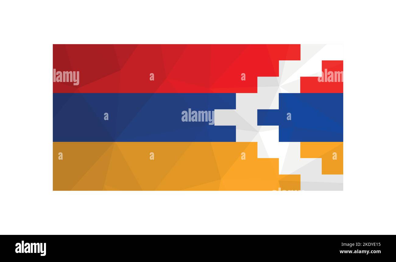 Vector illustration. National flag in red, blue, green colors. Official symbol of Artsakh ...
