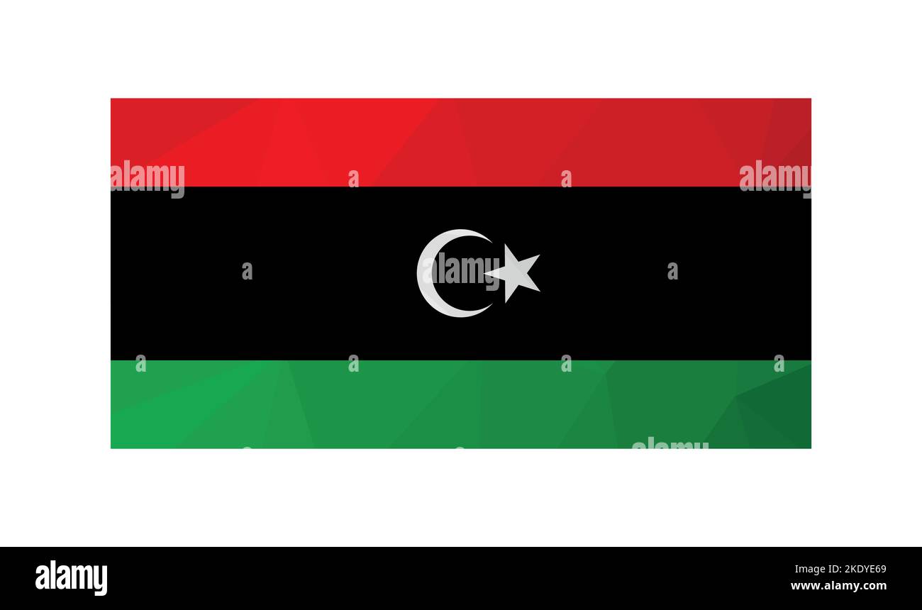 Vector illustration. Official ensign of Libya. National flag with red ...