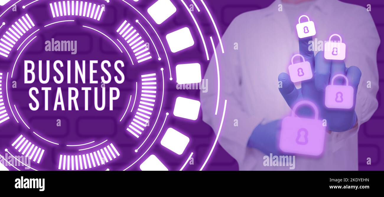 Hand writing sign Business Startup, Business approach during the first ...