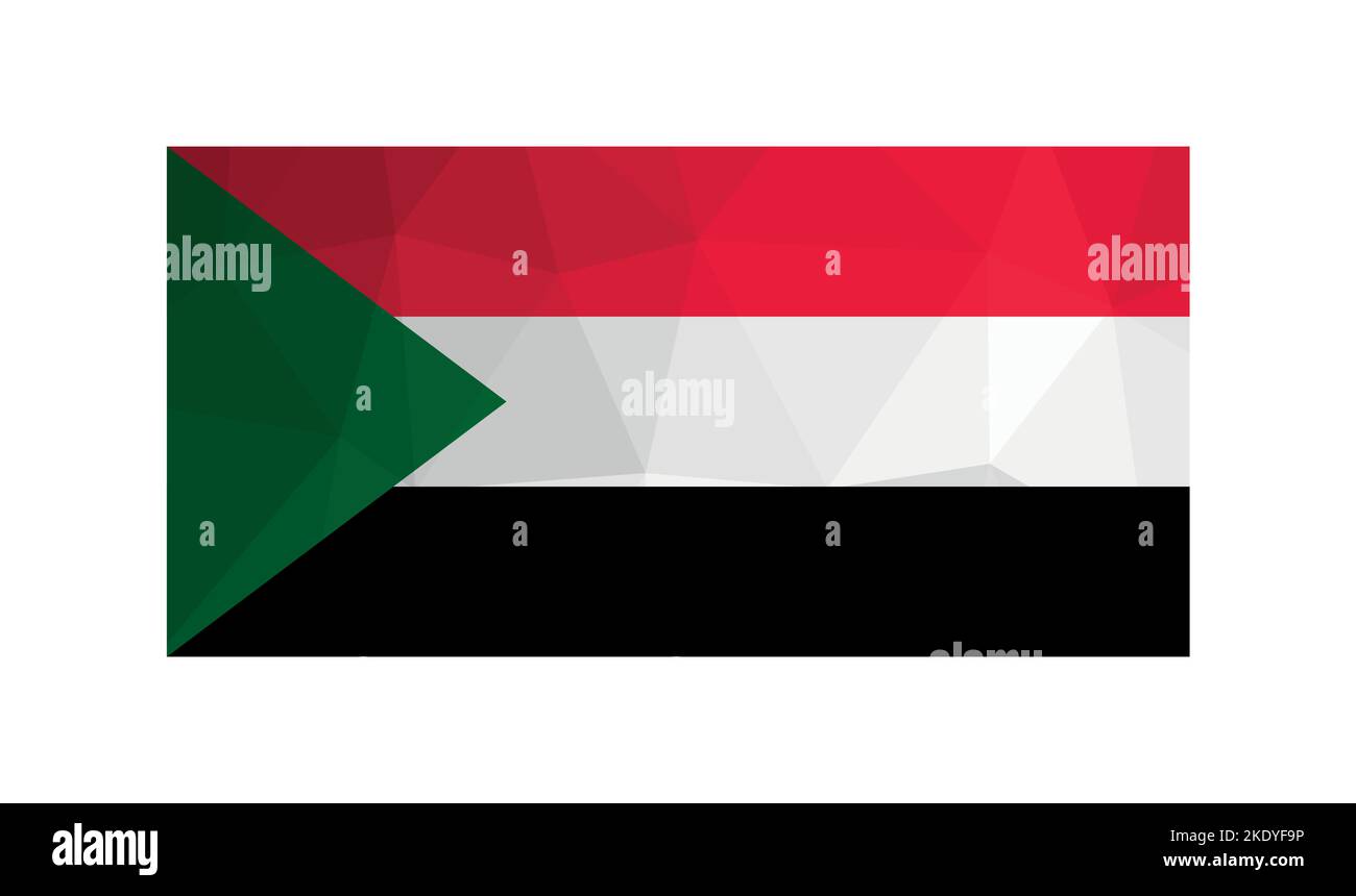 Vector illustration. Official ensign of Sudan. National flag with red ...