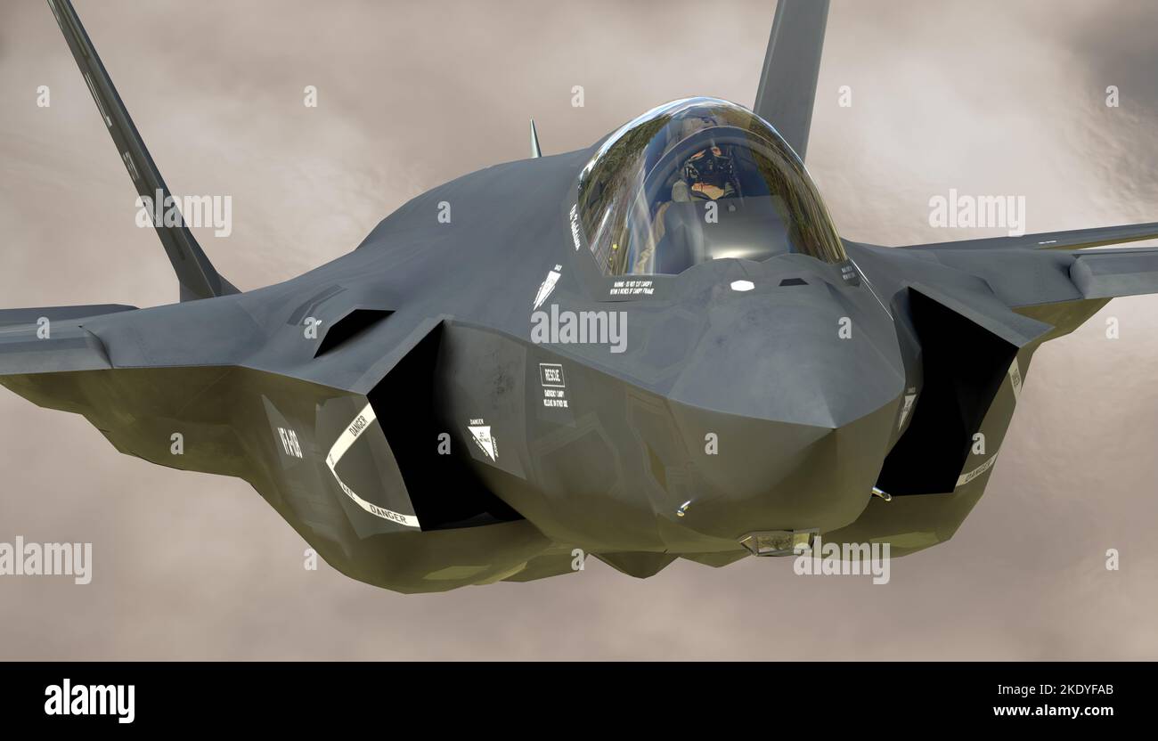 F-35 Modern fifth-generation combat aircraft-3D Illustration Stock ...