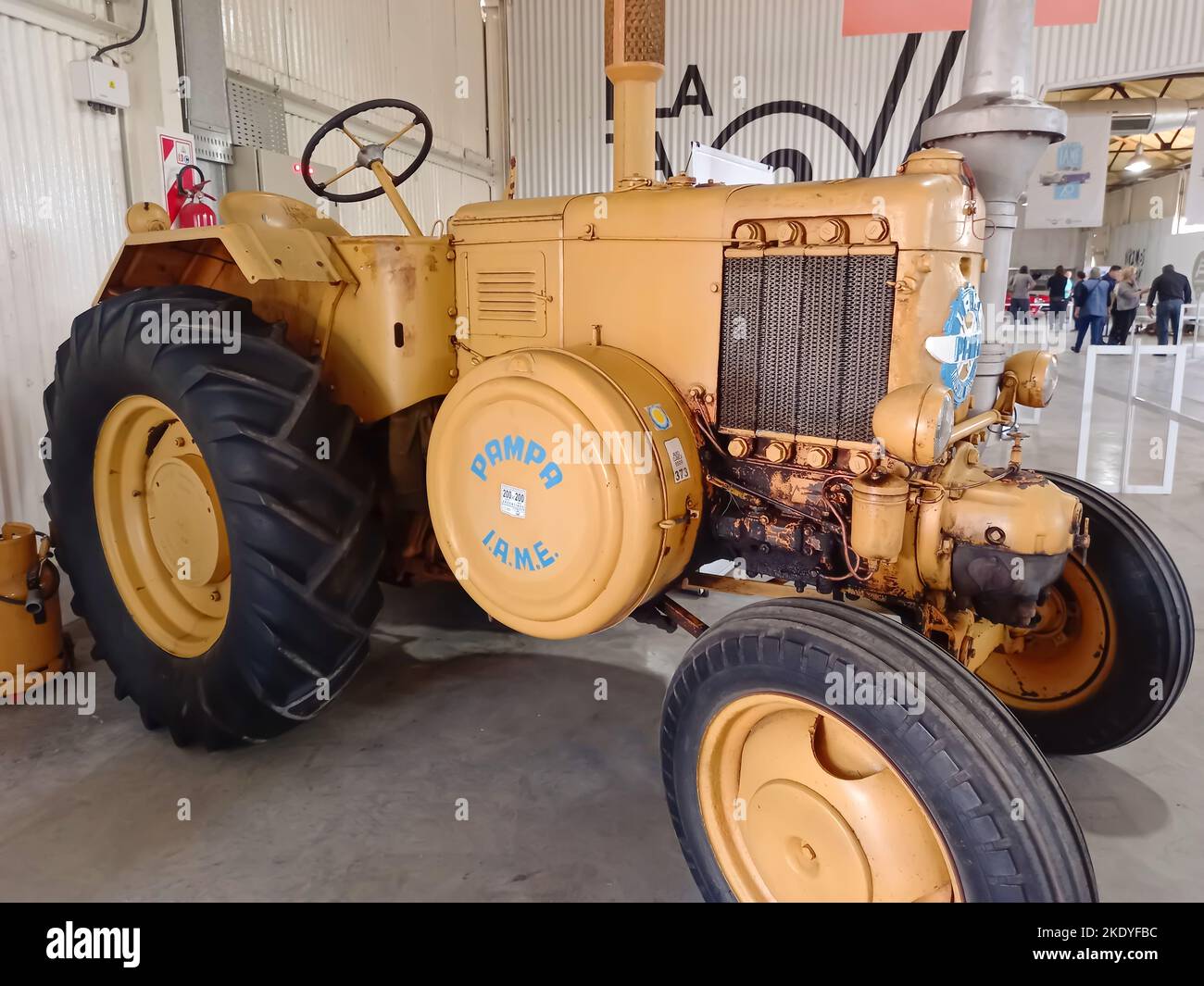 An old yellow IAME Pampa agricultural tractor from the 1950s Stock ...