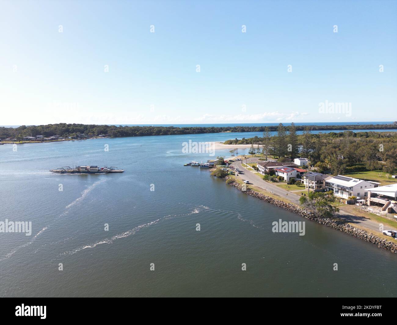 An aerial view of the seashore near Settlement Point, Port Macquarie ...