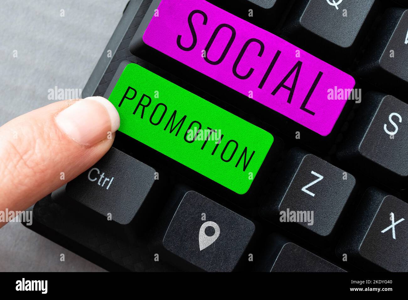 Conceptual caption Social Promotion, Business idea promoting a child to ...