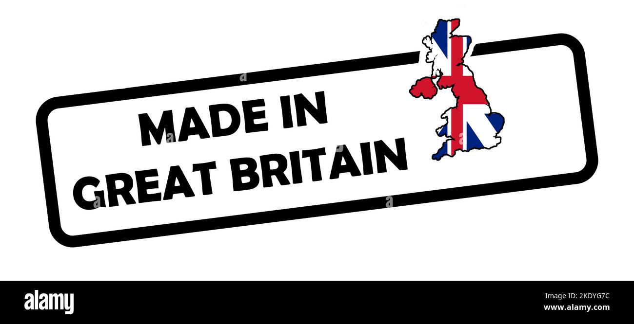 A digital illustration of a "Made in Great Britian" sign with the ...