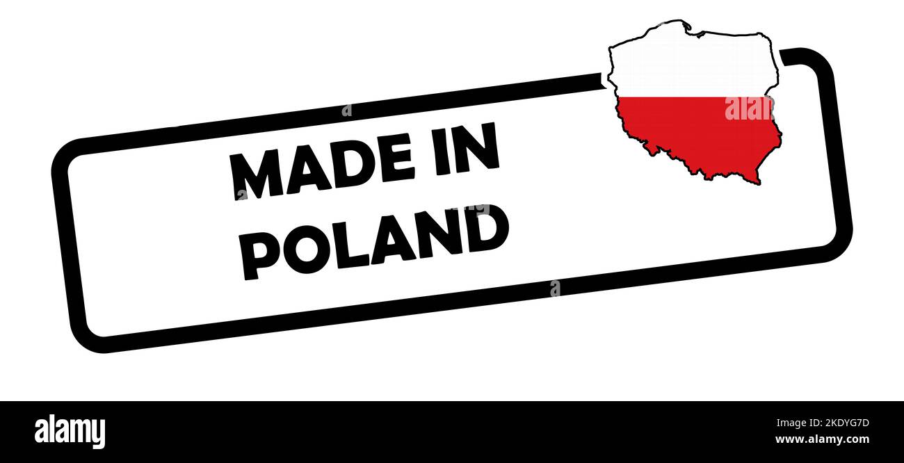 A digital illustration of a "Made in Poland" sign with the country and ...