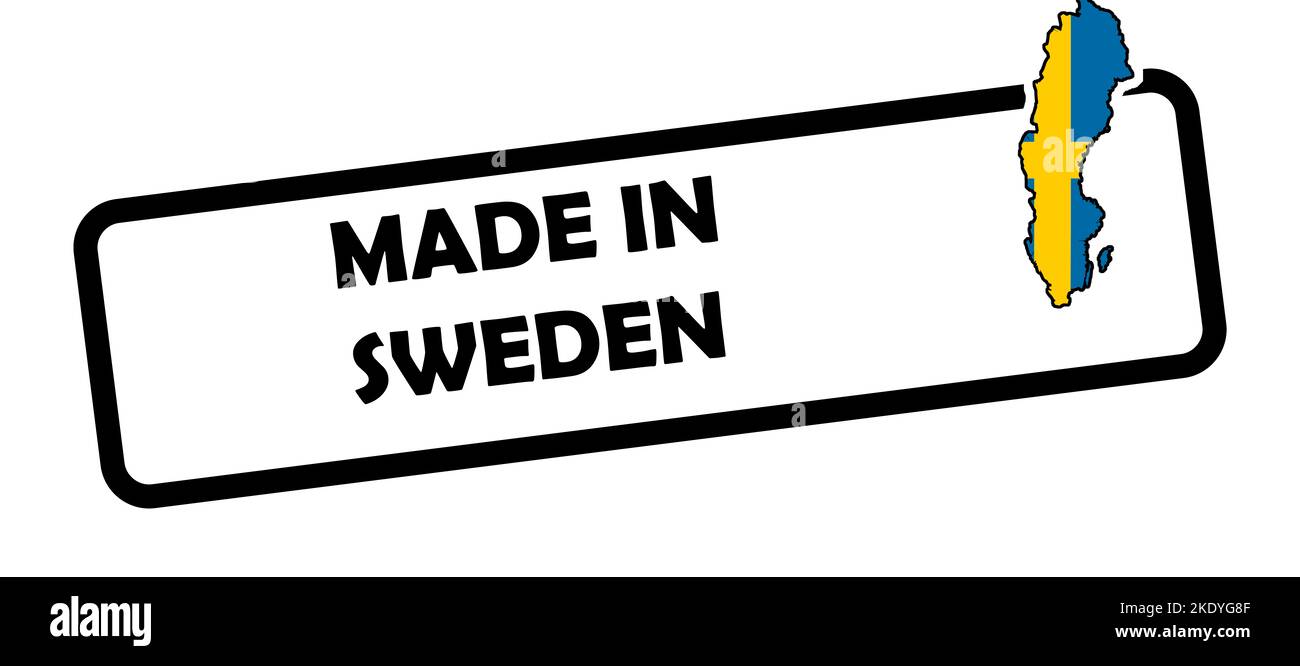 A digital illustration of a "Made in Sweden" sign with the country and ...