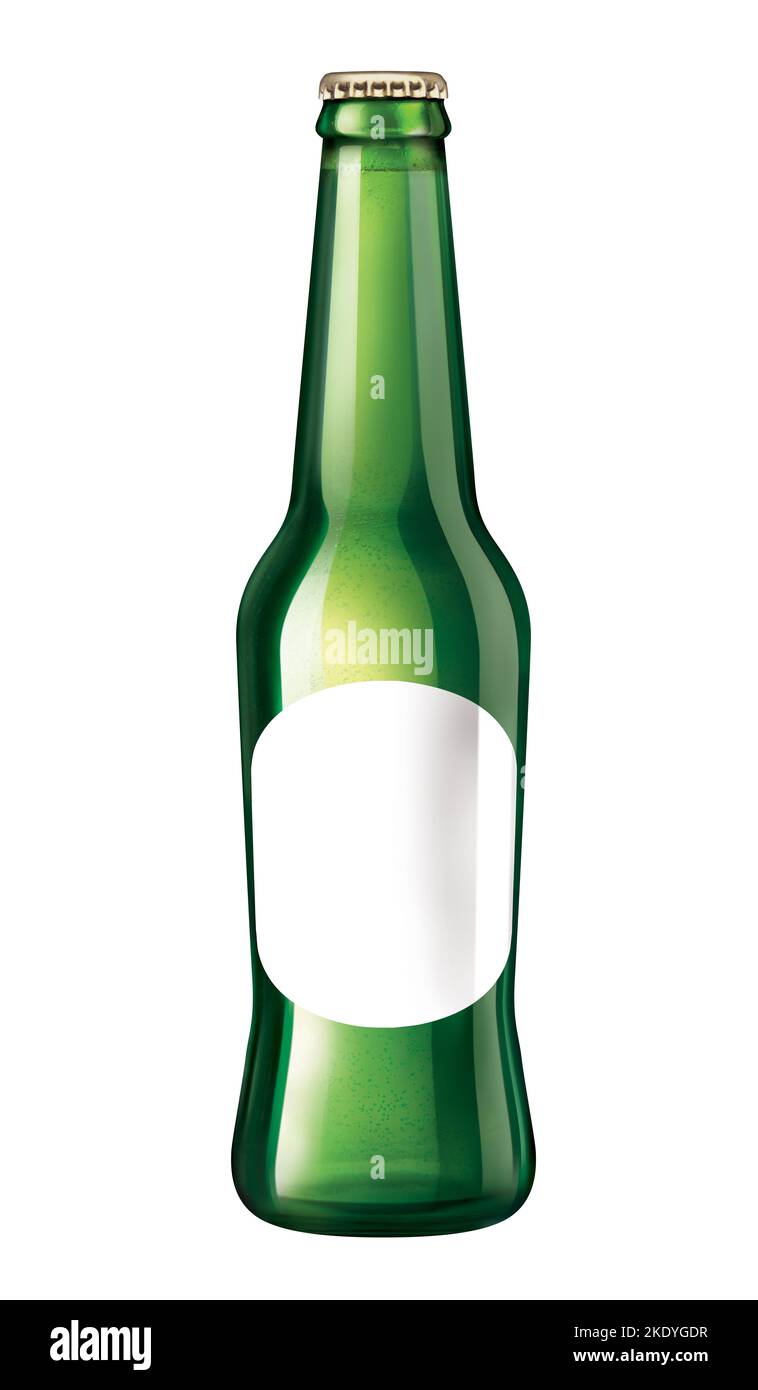 beer glass bottle, isolated on white background, realism, photo ...