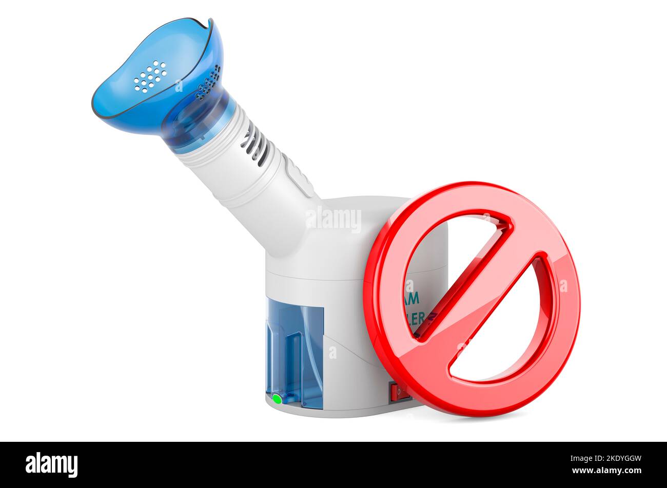 Steam inhaler with prohibition sign, 3D rendering isolated on white ...