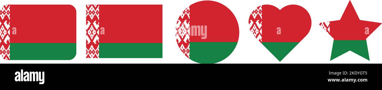 A digital illustration set of the Belarussian flag in different icon ...