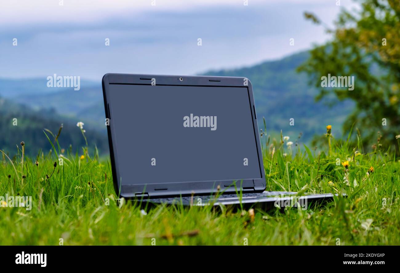 Computer green screen working in hi-res stock photography and images ...