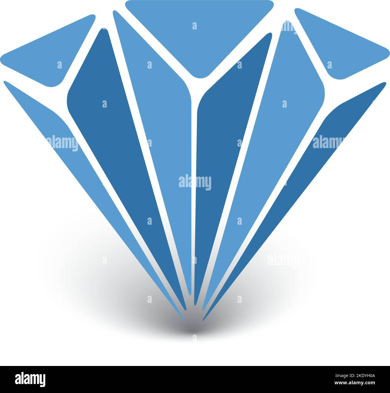 A digital illustration of a blue diamon brand company logo symbol on a ...