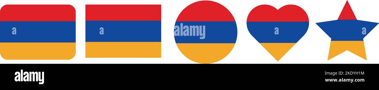 A digital illustration set of the Armenian flag in different icon ...