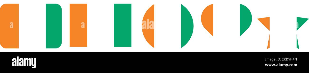 A digital illustration set of the Irish flag in different icon shapes ...