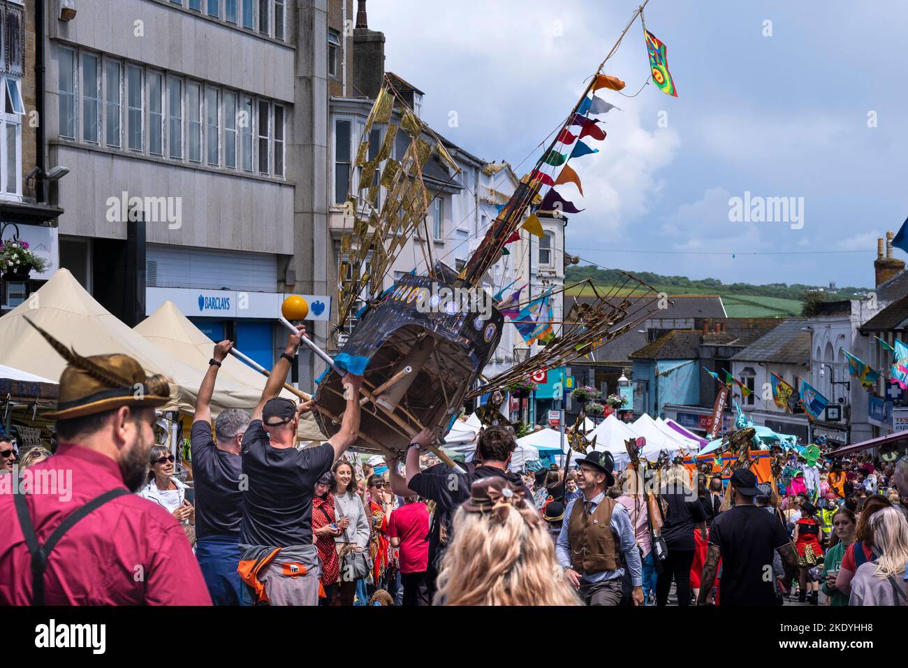 A large withy and paper fishing boat carried during the Mazey Day ...