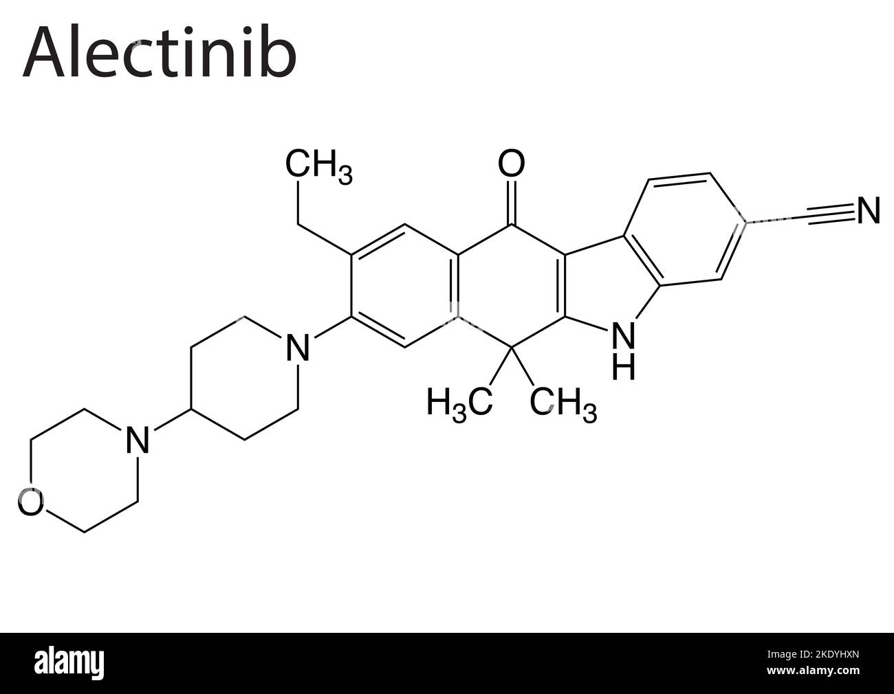 A chemical structure of an anticancer drug "Alectinib Stock Vector ...