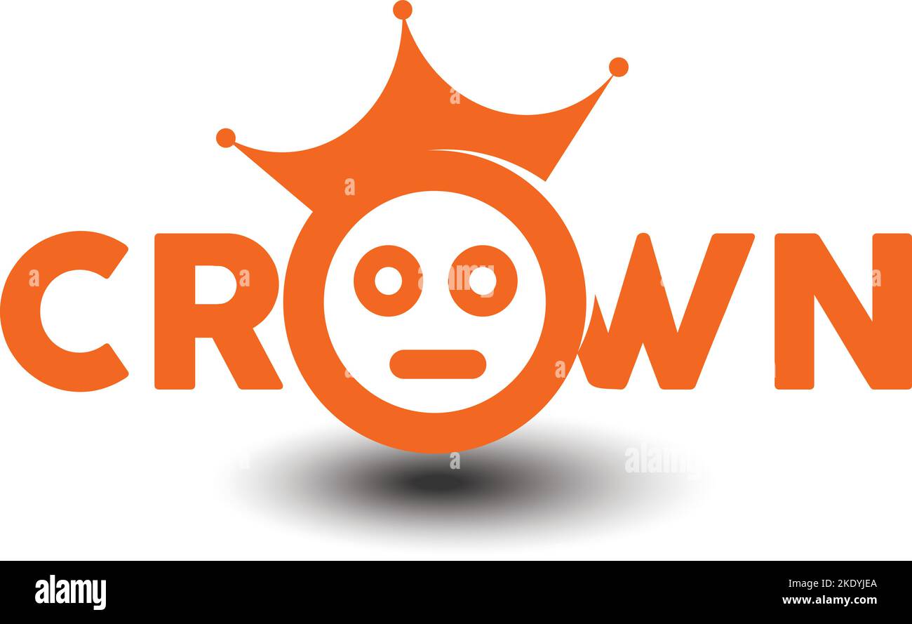 A digital illustration of an orange crown word sign for brand company ...