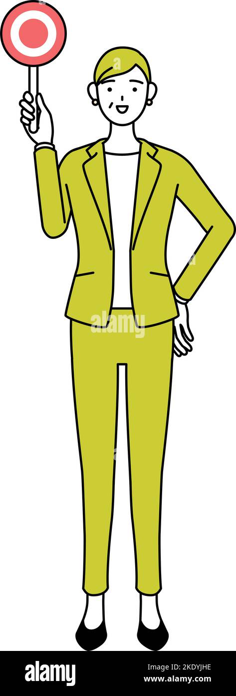 Simple line drawing illustration of a Senior woman in suit,female ...