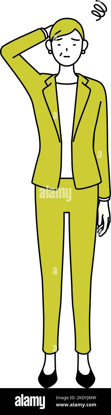 Simple line drawing illustration of a Senior woman in suit,female ...