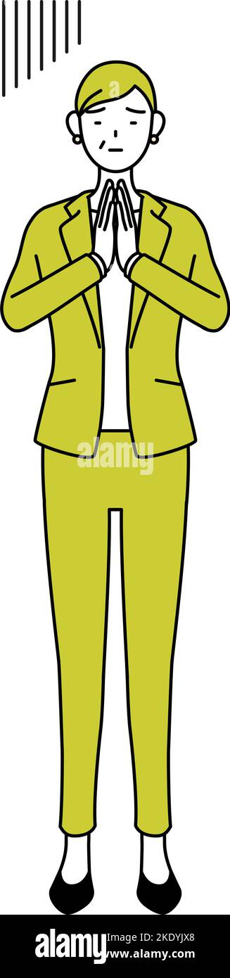 Simple line drawing illustration of a Senior woman in suit,female ...