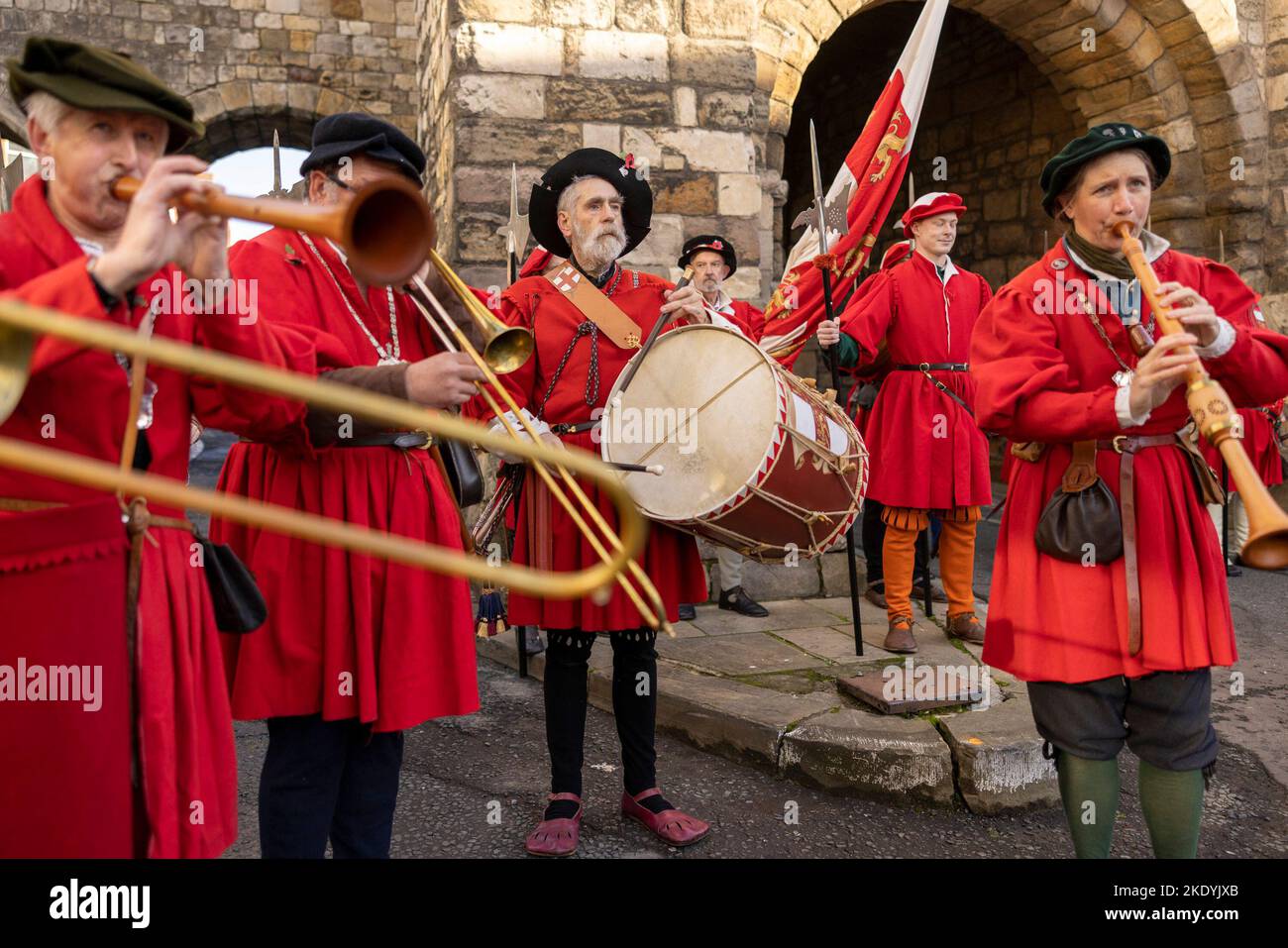 The York Guard play instruments ahead of the arrival of King Charles ...