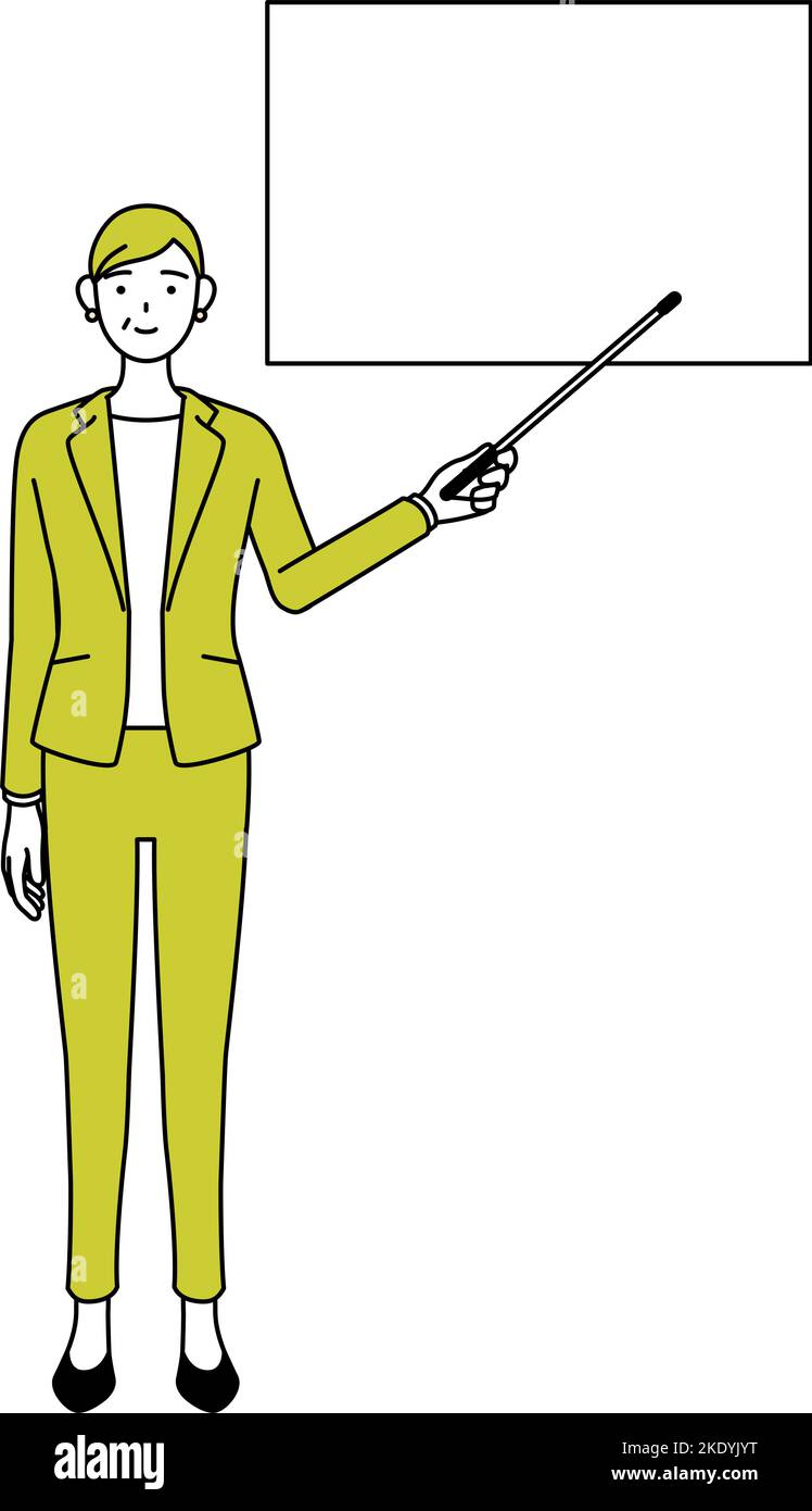 Simple line drawing illustration of a Senior woman in suit,female ...