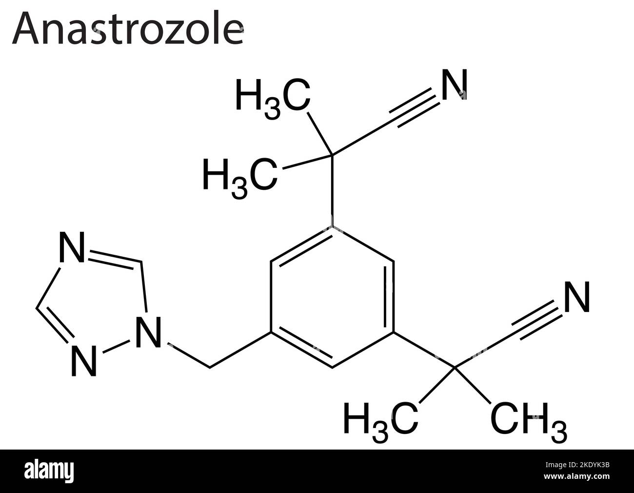 A chemical structure of an anticancer drug "Anastrozole Stock Vector ...