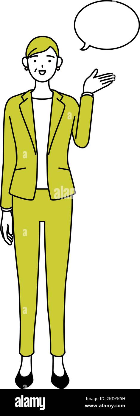 Simple line drawing illustration of a Senior woman in suit,female ...