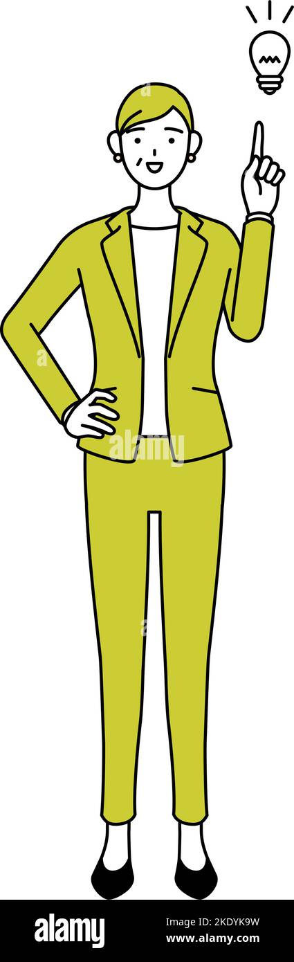 Simple line drawing illustration of a Senior woman in suit,female ...