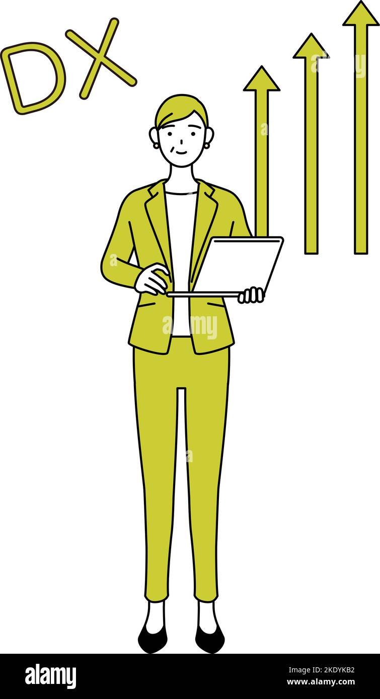 Image of digital transformation,simple line drawing illustration of a ...