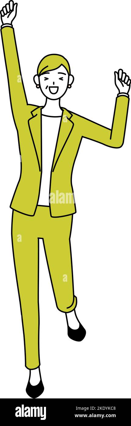 Simple line drawing illustration of a Senior woman in suit,female ...