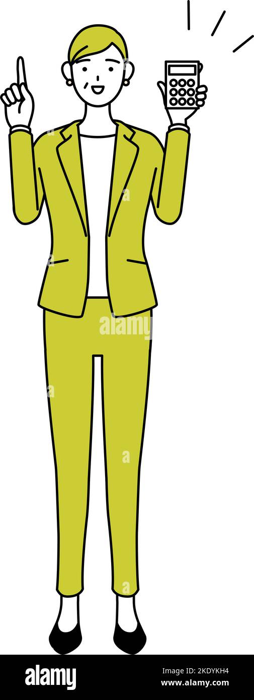 Simple line drawing illustration of a Senior woman in suit,female ...