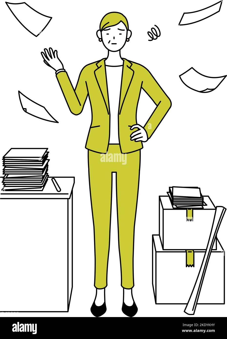 Simple line drawing illustration of a Senior woman in suit,female ...