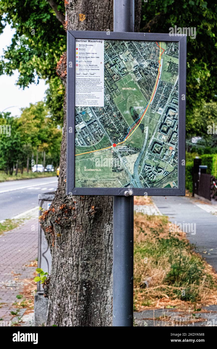 Berlin Wall Map at former Waltersdorfer Chaussee border crossing Rudow ...