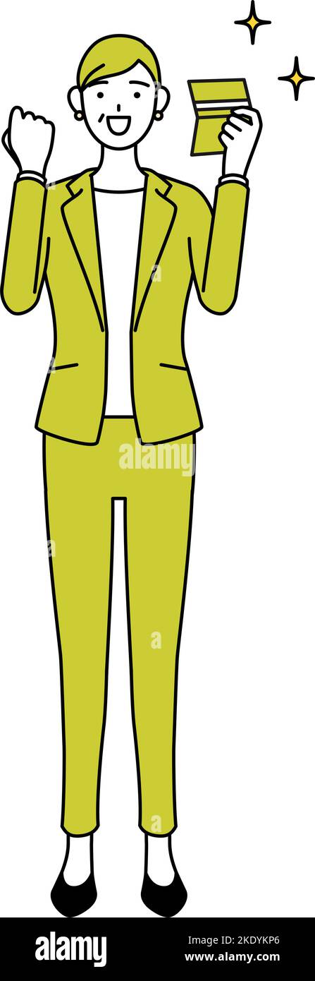 Simple line drawing illustration of a Senior woman in suit,female ...