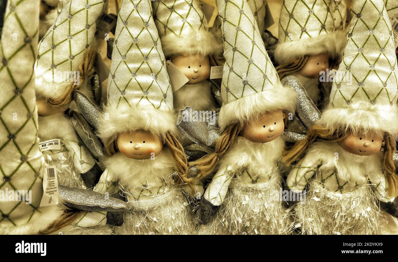 A group of Christmas elves close-up Stock Photo - Alamy