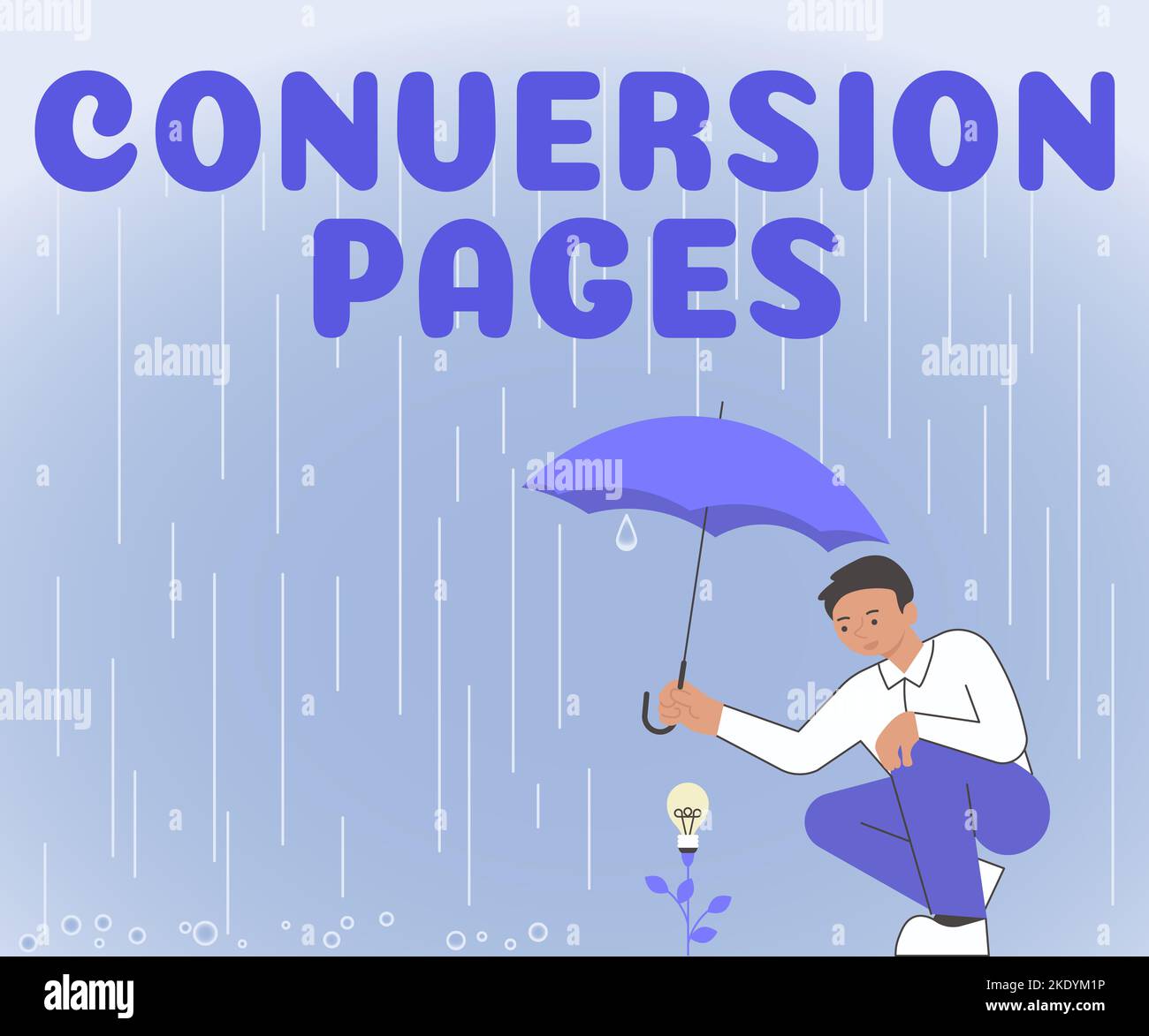 Hand writing sign Conversion Pages, Business showcase appears in ...